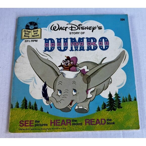Other | Vintage Walt Disneys Story Of Dumbo Book And Disneyland Record ...